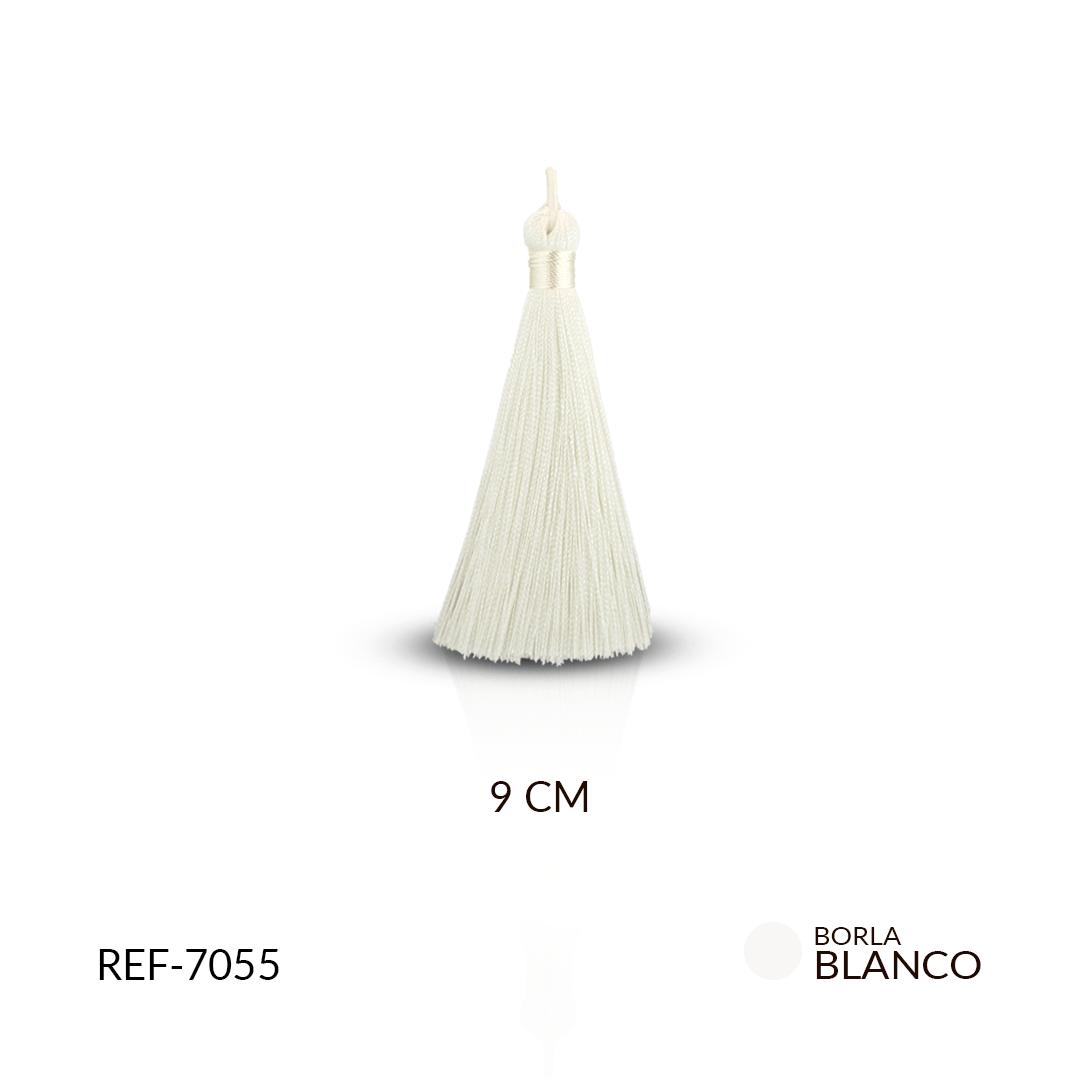 Borla hilo cordón blanco 9cm paquete x2 unidades - Pelgy